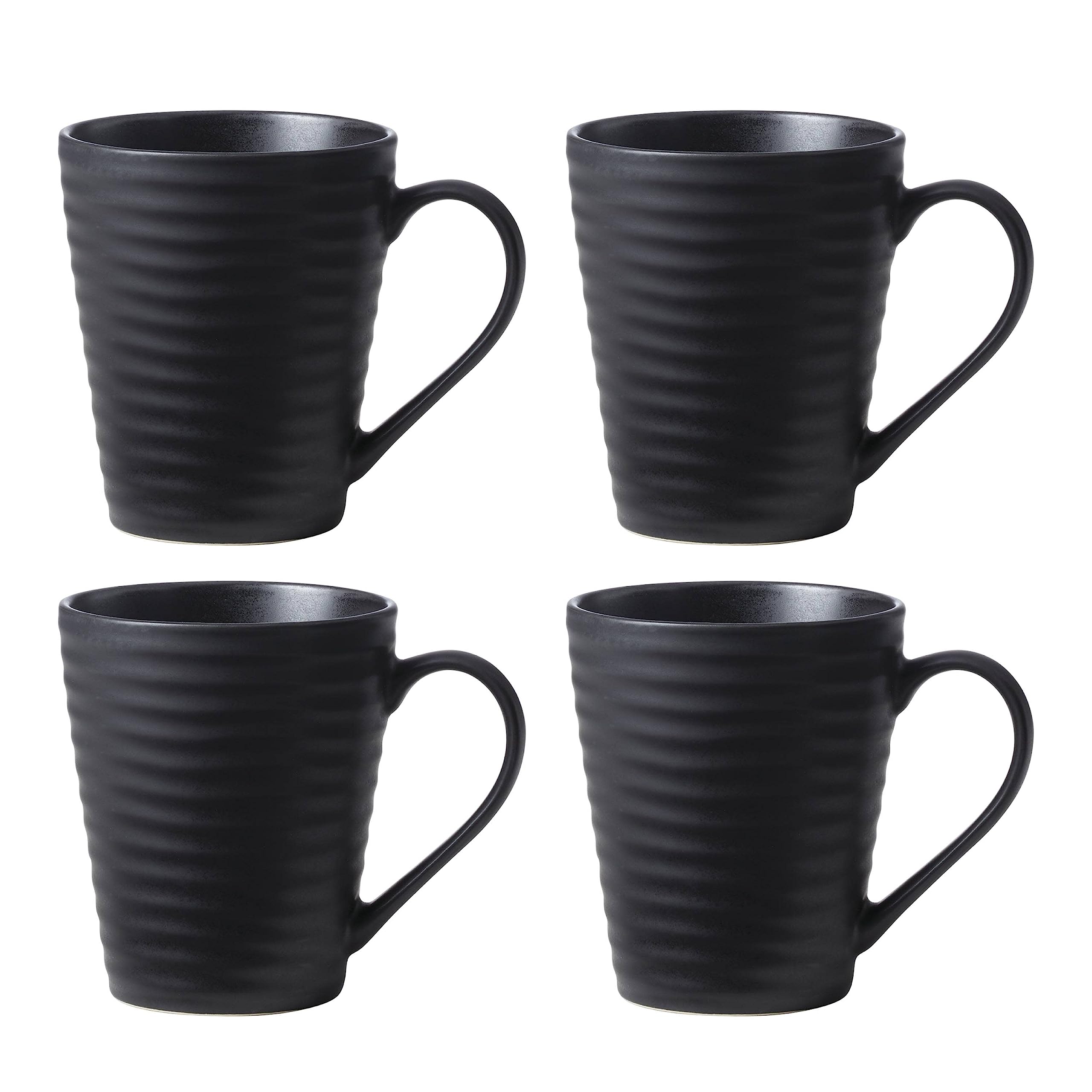 Oneida 895943 Ridge Black Mugs, Set Of 4