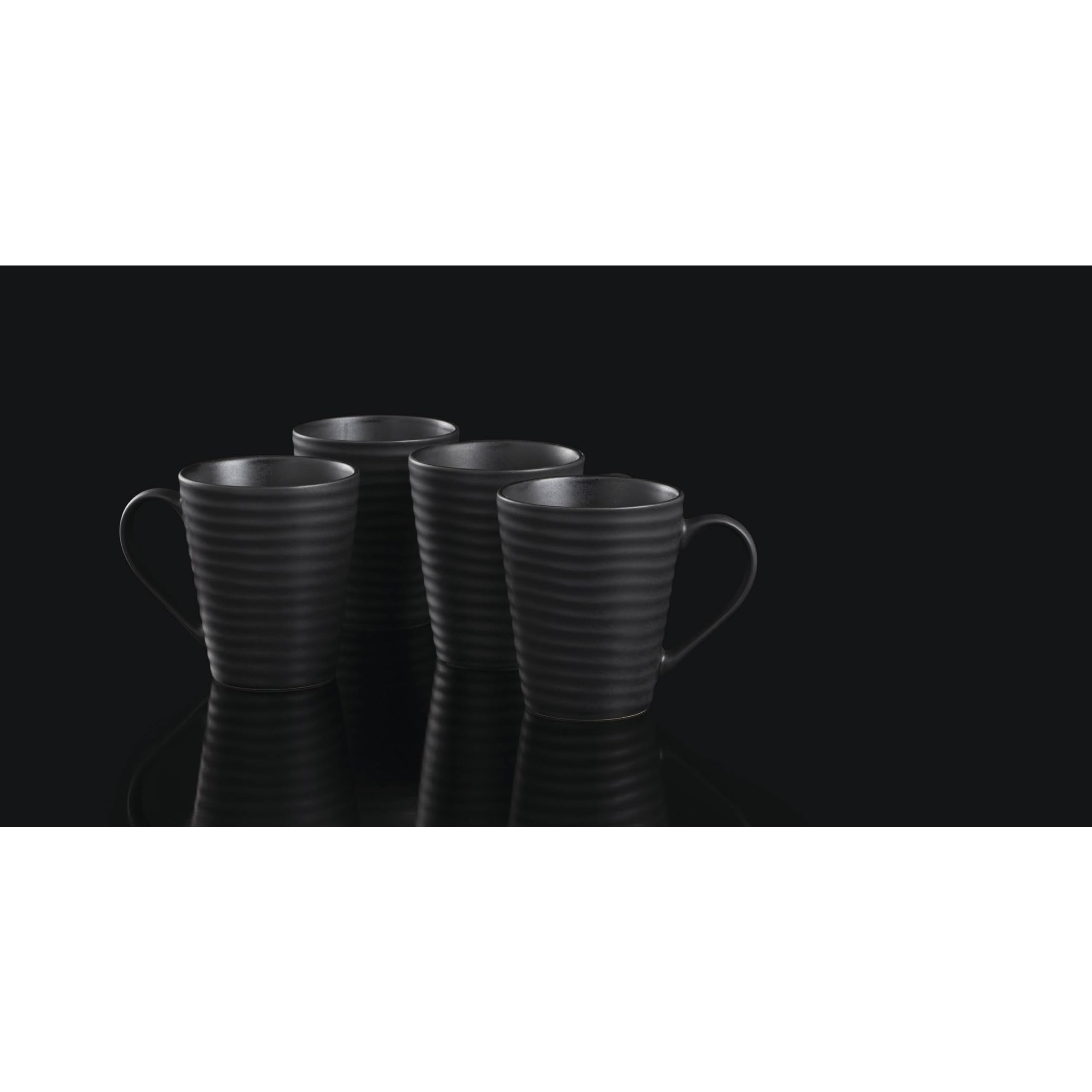 Oneida 895943 Ridge Black Mugs, Set Of 4