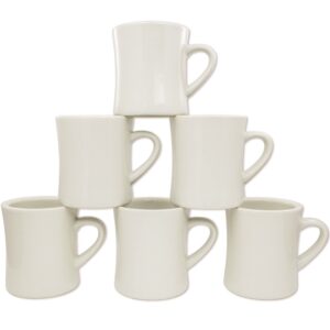 coletti off white coffee mugs set of 6 – diner coffee mug 11 oz – mug set, stoneware coffee mugs, coffee cups ceramic – diner coffee mugs heavy retro style – dishwasher & microwave safe