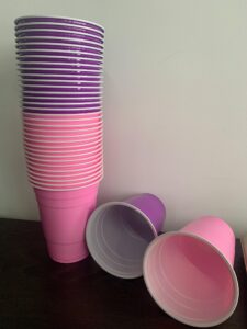 16 oz unicorn color themed pink and purple disposable party cups, 50 plastic cups (total), strong & sturdy, bpa free