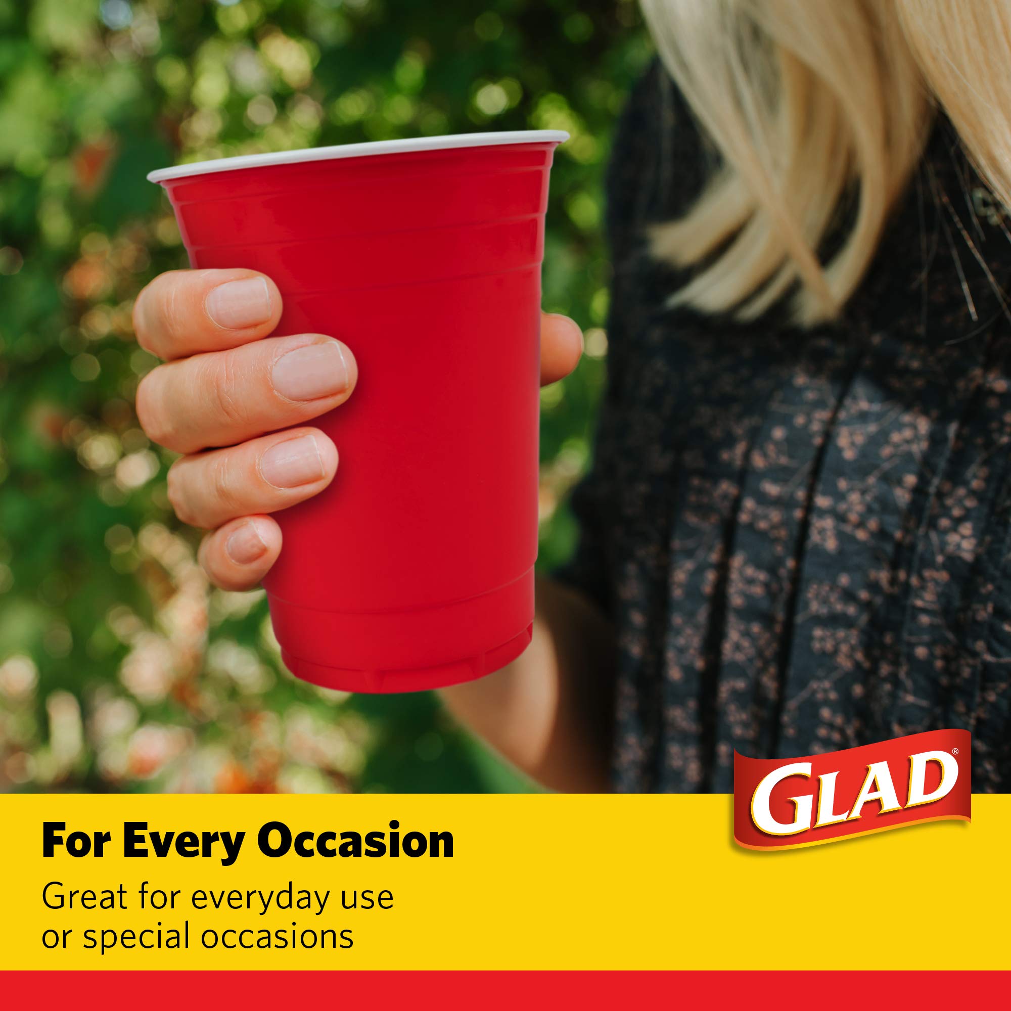 Glad Everyday Disposable Plastic Cups for Everyday Use | Red Plastic Cups Strong and Sturdy Red Plastic Party Cups for All Occasions, 16 Oz Cups (100 Count)