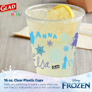 Glad for Kids Disney Frozen 16oz Clear Plastic Cups | Disney Frozen Plastic Cups, Kids Snack Cups | Kid-Friendly Plastic Cups for Everyday Use, 16oz Plastic Cups 36 Ct