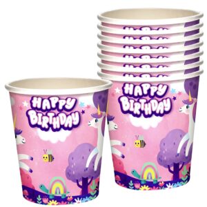 treasures gifted rainbow unicorn cups for girls 24ct - 9oz unicorn party cups - unicorn party supplies - unicorn birthday party supplies - unicorn rainbow party decorations - unicorn birthday cups