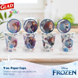 Glad for Kids Disney Frozen 9oz Paper Cups | Anna and Elsa Paper Cups, Kids Snack Cups | Kid-Friendly Paper Cups for Everyday Use, 9oz Paper Cups 24 Ct