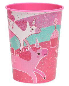 american greetings unicorn party supplies, 16 oz. plastic party cup (8-count)