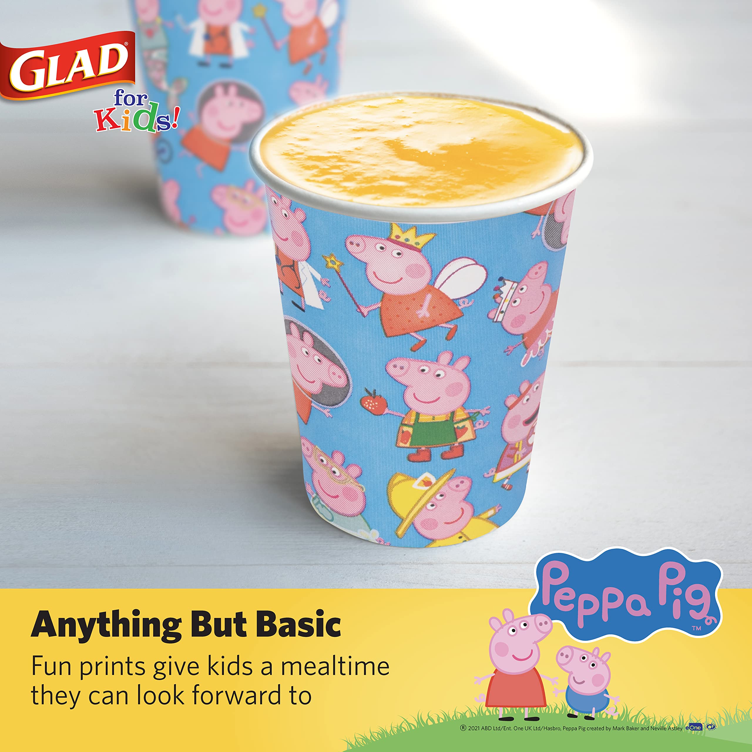 Glad for Kids 9 oz Peppa Pig I Can Be Anything Paper Cups, 20 Ct | Disposable Paper Cups with Peppa Pig Characters | Paper Cups for Kids for Everyday Use