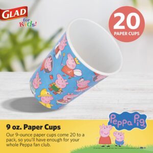 Glad for Kids 9 oz Peppa Pig I Can Be Anything Paper Cups, 20 Ct | Disposable Paper Cups with Peppa Pig Characters | Paper Cups for Kids for Everyday Use