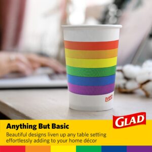 Glad Everyday Disposable Paper Cups with Rainbow Design | Heavy Duty Paper Cups, 12 Oz Paper Cups for All Beverages and Everyday Use | 12 Ounces, 50 Count