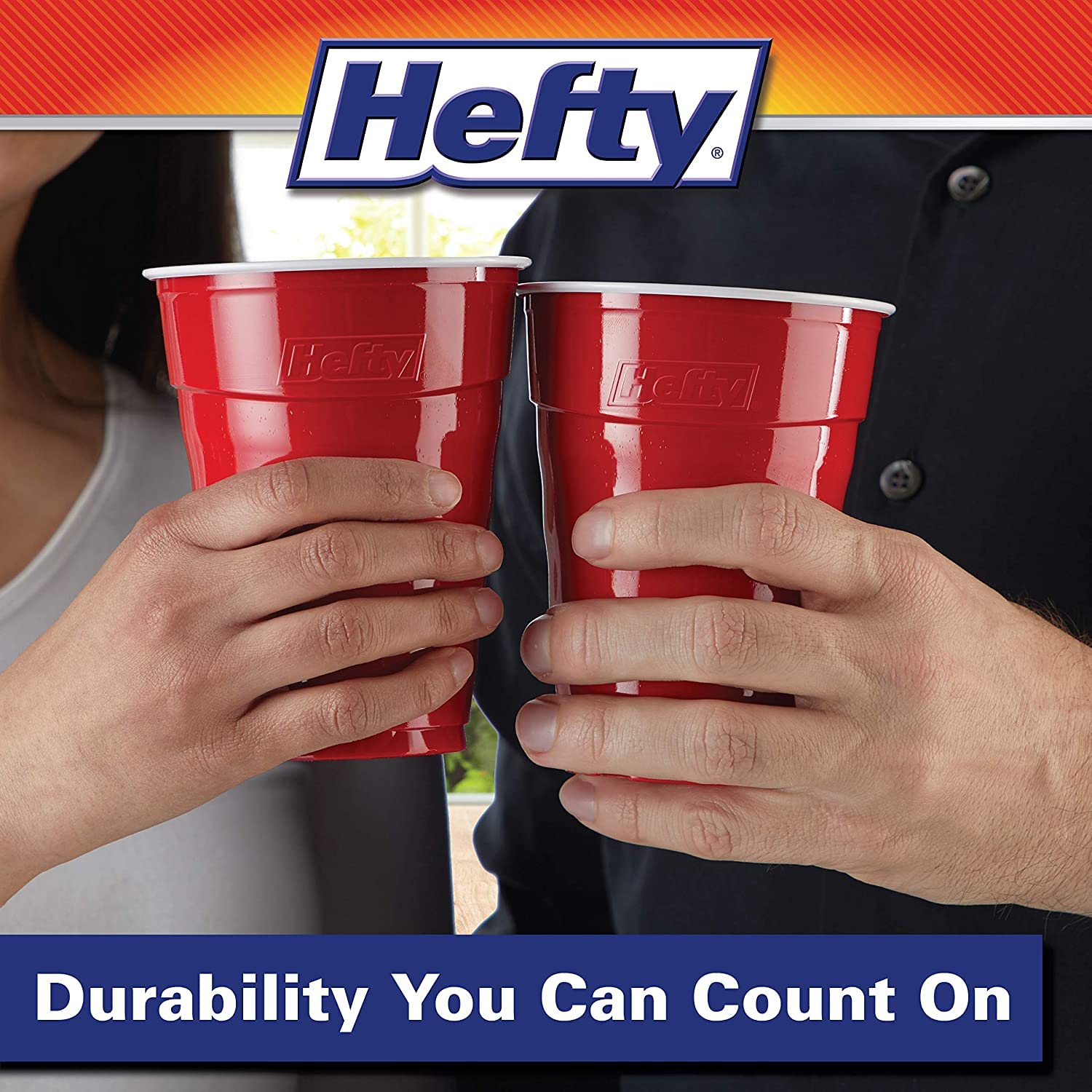 Hefty Party On Disposable Plastic Cups, Red, 18 Ounce, 50 Count (Pack of 3), 150 Total