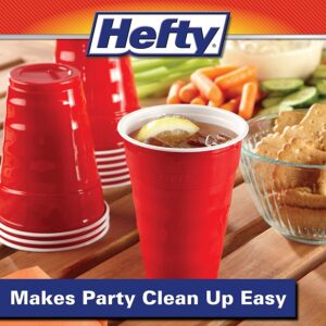 Hefty Party On Disposable Plastic Cups, Red, 18 Ounce, 50 Count (Pack of 3), 150 Total