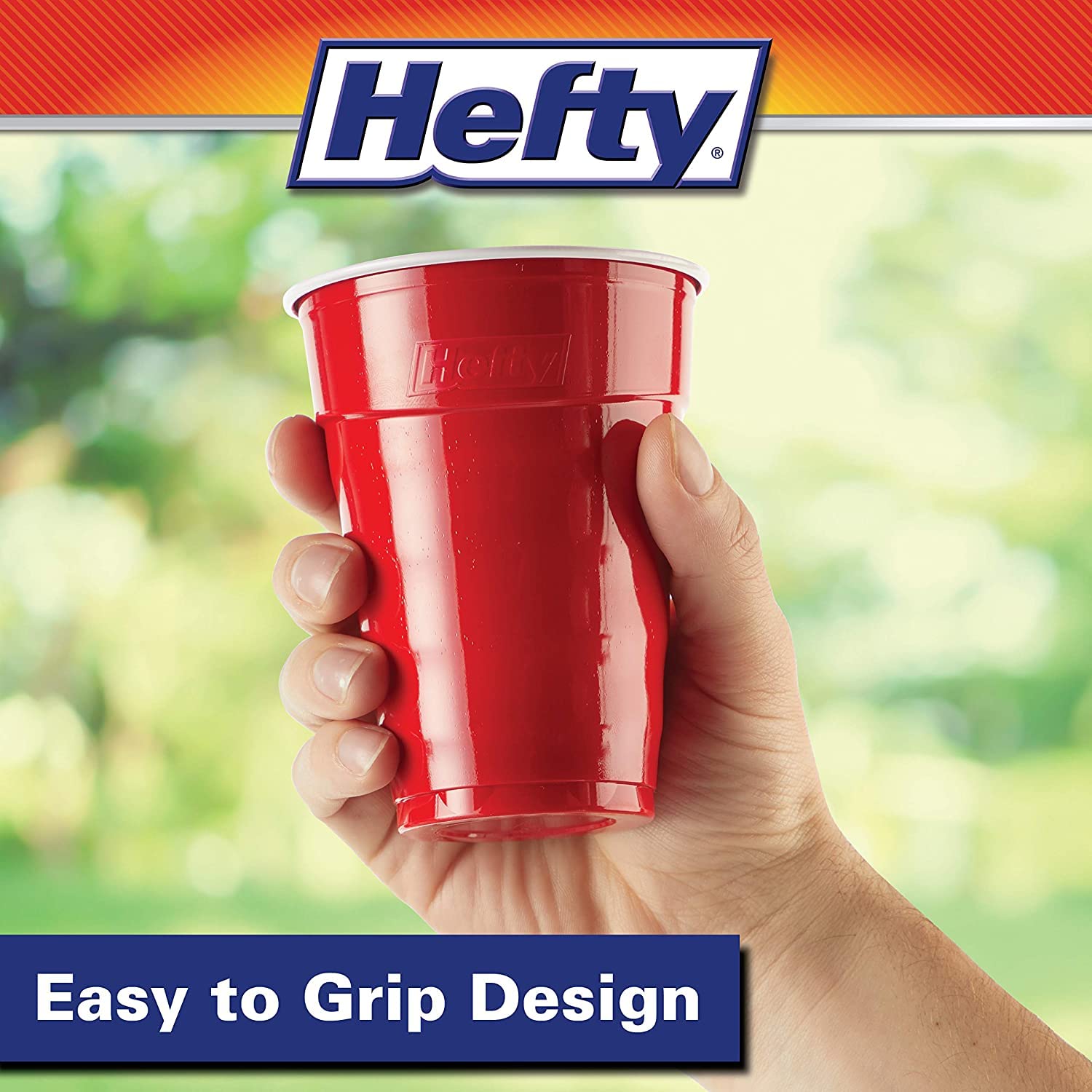 Hefty Party On Disposable Plastic Cups, Red, 18 Ounce, 50 Count (Pack of 3), 150 Total