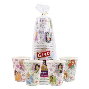 glad for kids disney princess 9oz paper cups | disney princess paper cups, kids snack cups | kid-friendly paper cups for everyday use, 9oz paper cups 24 ct