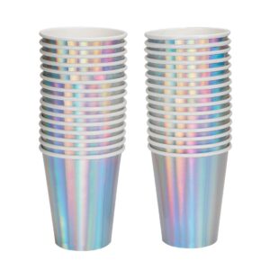 geeklife rainbow silver party cups,thickened disposable paper cups set,10.5 oz double-deck cups,ideal for drinks, beverages,water, coffee and tea