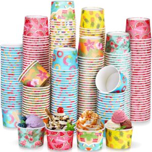 nuenen 300 pcs 8 oz ice cream cups disposable ice cream bowls paper ice cream cup bulk summer ice cream sundae bowls ice cream cup bar supplies for sundae snack luau party(tropical)