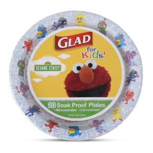 glad for kids sesame street pals 8.5” paper plates | sesame street paper plates, kids snack plates | sesame street pals paper plates for everyday use, 8.5” paper plates 20 ct