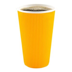 Restaurantware 16 Ounce Disposable Coffee Cups 500 Ripple Wall Hot Cups For Coffee - Lids Sold Separately Rolled Rim Yellow Paper Insulated Coffee Cups For Hot Coffee Tea And More