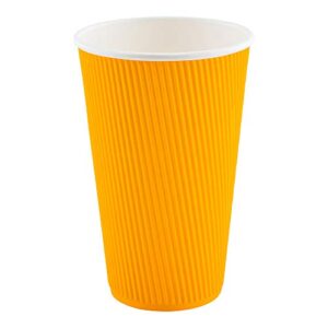 Restaurantware 16 Ounce Disposable Coffee Cups 500 Ripple Wall Hot Cups For Coffee - Lids Sold Separately Rolled Rim Yellow Paper Insulated Coffee Cups For Hot Coffee Tea And More