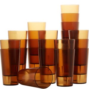 restaurant grade, bpa free 12oz amber plastic cup 24 pk. break resistant drinking glasses are reusable, stackable and shatterproof. best drink tumblers for cafe, party and catering supplies