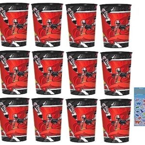 Amscan Power Rangers Birthday Party Supplies Bundle includes 12 Plastic Reusable Cups and 1 Dinosaur Sticker Sheet