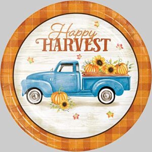 happy harvest fall paper plates, 8 ct