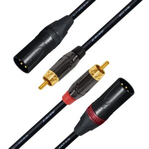 WORLDS BEST CABLES 3 Foot - RCA to XLR (Male) Cable Pair - Canare L-4E6S Star-Quad Audio Interconnect Cable & Amphenol ACPL RCA & Neutrik Male XLR Gold Plugs - CUSTOM MADE