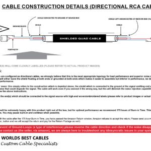 WORLDS BEST CABLES 6 Foot RCA Cable Pair - Made with Canare L-4E6S, Star Quad, Audio Interconnect Cable and Amphenol ACPR Gold RCA Connectors – Directional Design - CUSTOM MADE