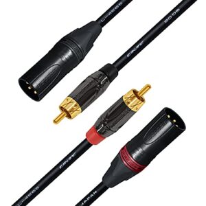 WORLDS BEST CABLES 1.5 Foot - RCA to XLR (Male) Cable Pair - Canare L-4E6S Star-Quad Audio Interconnect Cable & Amphenol ACPL RCA & Neutrik Male XLR Gold Plugs - CUSTOM MADE