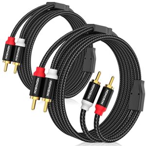 hosongin rca cables 6.6ft 2 pack[hi-fi sound, nylon braided, shielded], 2-male to 2-male rca audio stereo subwoofer cable auxiliary cord for home theater, hdtv, amplifiers, hi-fi systems, speakers