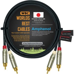 worlds best cables 6 foot – directional quad high-definition audio interconnect cable pair custom made using mogami 2534 wire and amphenol acpr die-cast, gold plated rca connectors