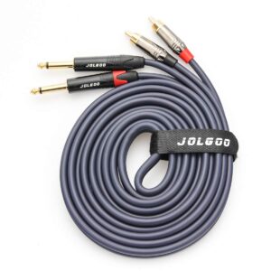 JOLGOO RCA to 1/4 Cable, Dual RCA to Dual 1/4 TS Stereo Interconnect Cable, 2 6.35mm Male TS to 2 RCA Male Stereo Audio Adapter Cable, 10 Feet