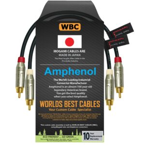 worlds best cables 1.5 foot – directional quad high-definition audio interconnect cable pair custom made using mogami 2534 wire and amphenol acpr die-cast, gold plated rca connectors