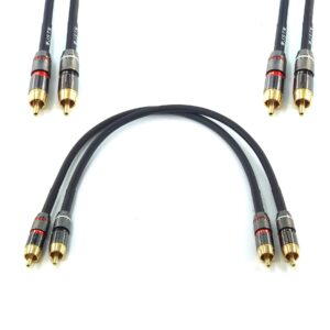 wjstn rca to rca cable 1ft stereo audio cable,1rca to 1rca cable short apply to with speaker, amp, turntable, receiver, home theater, subwoofer, double shielded 2pack