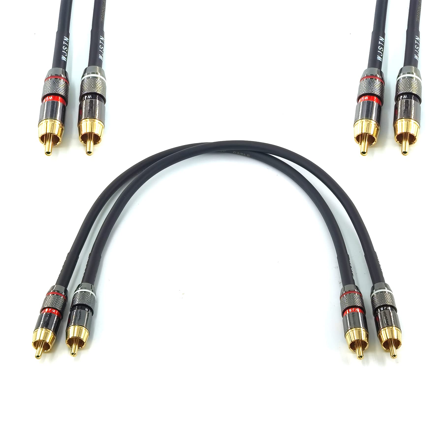 WJSTN rca to rca cable 1ft Stereo Audio Cable,1rca to 1rca cable short Apply to with Speaker, AMP, Turntable, Receiver, Home Theater, Subwoofer, Double Shielded 2Pack