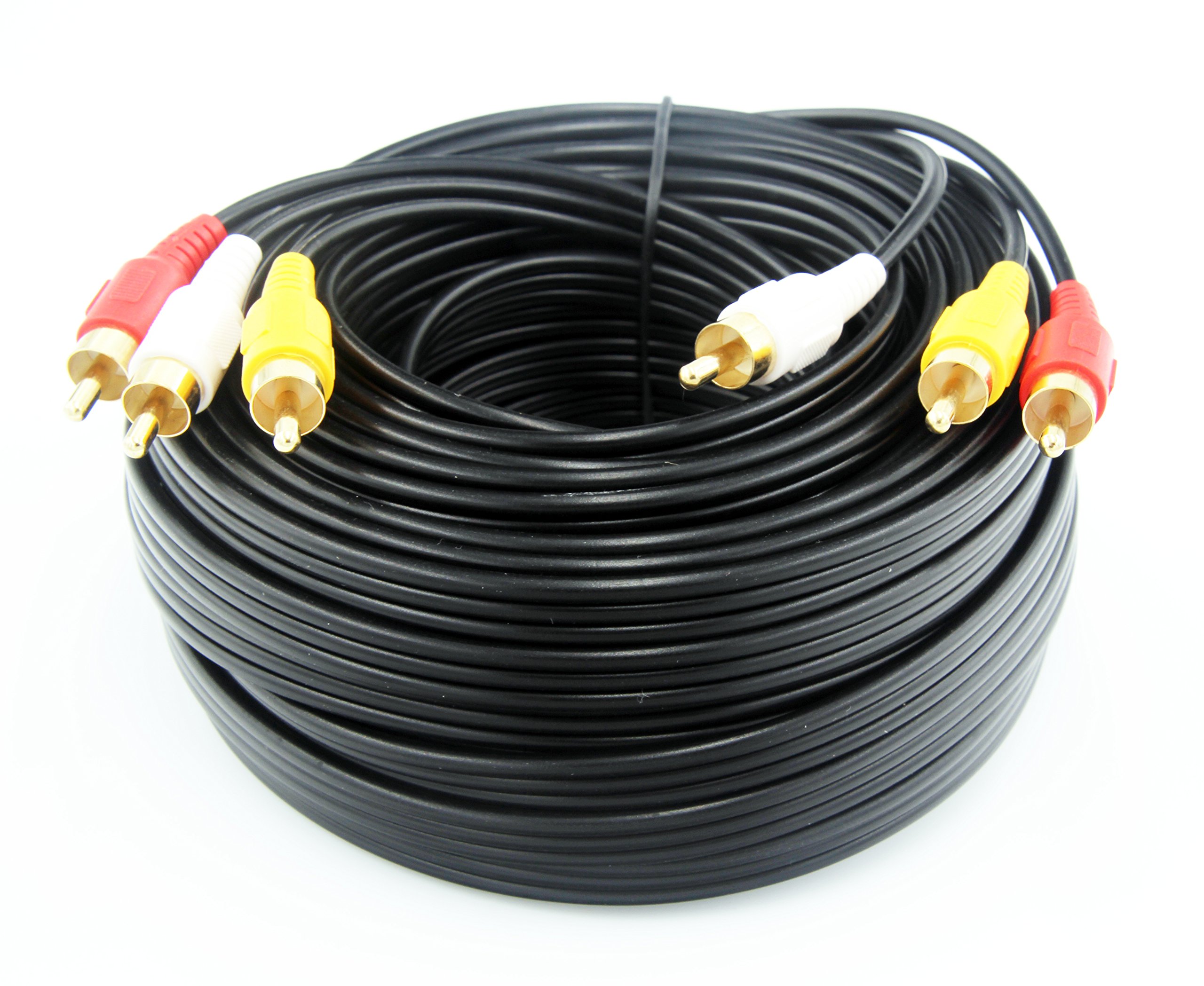 Audio Video Cable,Composite 50 ft Cord RCA to RCA M/Mx3,AV Cable for TV,DVD,VCD etd.