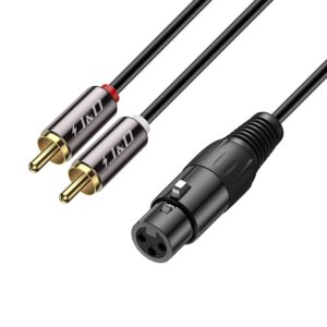 j&d xlr to 2 rca y splitter patch cable, pvc shelled unbalanced dual rca male to xlr female stereo audio interconnect cable adapter for speaker condenser mic mixer amp, 6 feet