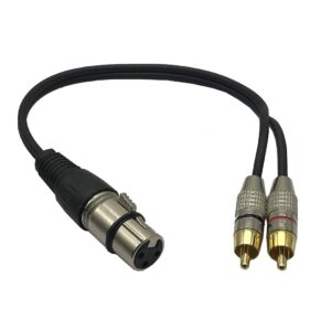 mmnne 1feet xlr female to 2 x phono rca plug adapter y splitter patch cable, xlr female 3 pin to dual rca male plug stereo audio cable connector