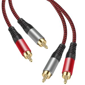 RCA Cable 3Ft,2Rca Male to 2-RCA Male Audio Stereo Subwoofer Cable [Hi-Fi Sound] Nylon-Braided Auxiliary Audio Cord for Home Theater, HDTV, Amplifiers, Hi-Fi Systems,Speakers and etc (3Ft)