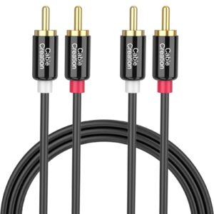 cablecreation rca cable, 2rca male to 2rca stereo audio subwoofer cable compatible with speaker, amp, turntable, receiver, home theater, subwoofer, double shielded, 10 feet/3m