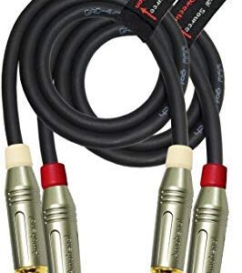 3.5 Foot RCA Cable Pair - Gotham GAC-4/1 (Black) Star-Quad Audio Interconnect Cable with Amphenol ACPR Die-Cast, Gold Plated RCA Connectors - Directional