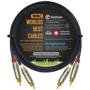 3.5 foot rca cable pair - gotham gac-1 ultra pro - low-cap (21pf/ft) audio interconnect cable with amphenol acpr die-cast, gold plated rca connectors