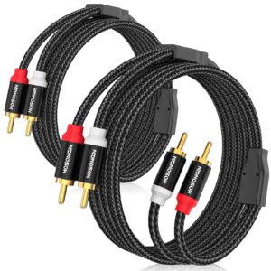 hosongin rca cables 20ft 2 pack[hi-fi sound, nylon braided, shielded], 2-male to 2-male rca audio stereo subwoofer cable auxiliary cord for home theater, hdtv, amplifiers, hi-fi systems, speakers