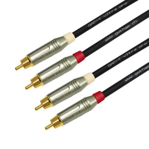 1 Foot RCA Cable Pair - Gotham GAC-1 Ultra Pro - Low-Cap (21pF/ft) Audio Interconnect Cable with Amphenol ACPR Die-Cast, Gold Plated RCA Connectors