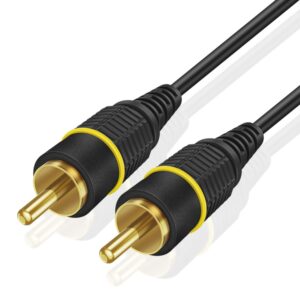 tnp products subwoofer s/pdif audio digital coaxial rca composite video cable (50 feet) - gold plated dual shielded rca to rca male connectors - black