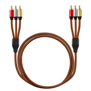 3RCA to 3RCA Cable, LiuTian RCA Cable Gold-Plated [Nylon Braided] [Copper Shell] [Heavy Duty] 3 RCA Male to 3 RCA Male Stereo Audio Cable.