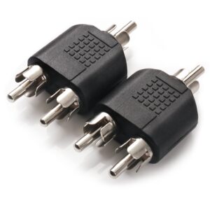 nanyi rca male to 2 rca male audio heads, rca m one-two rca m stereo interconnect audio adapter, 2pack (rca m-2xrca m)