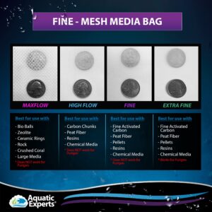 Fine Aquarium Media Bag - Durable Filter Bags for Fish Tank, Secure Drawstring Filter Media Bag, Media Bags for Aquarium by Aquatic Experts (Fine, 8" x 12" - 3 pack)