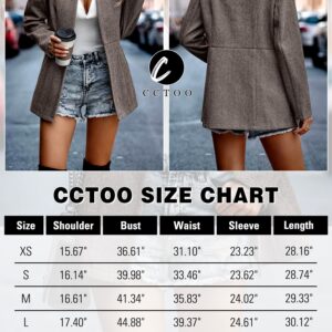 CCTOO Women's Coat Casual Open Front Blazer Long Sleeve Stand Collar Solid Trench Business Work Office Jacket Outwear Coffee X-Small