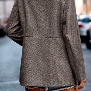 CCTOO Women's Coat Casual Open Front Blazer Long Sleeve Stand Collar Solid Trench Business Work Office Jacket Outwear Coffee X-Small