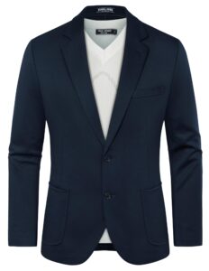 mens lightweight notch lapels sport coats regular fit unlined knit blazer jacket navy blue m