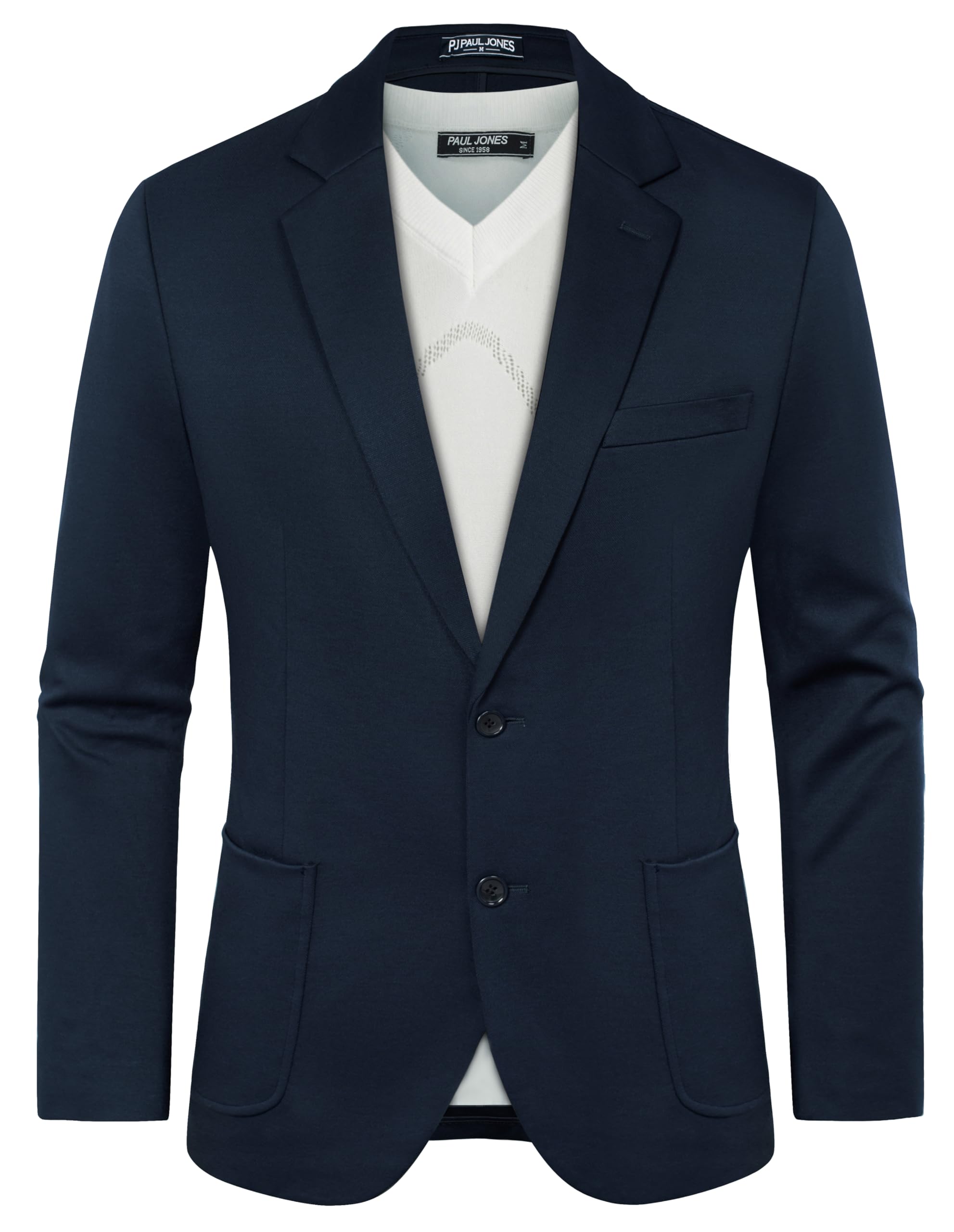 Mens Lightweight Notch Lapels Sport Coats Regular Fit Unlined Knit Blazer Jacket Navy Blue M